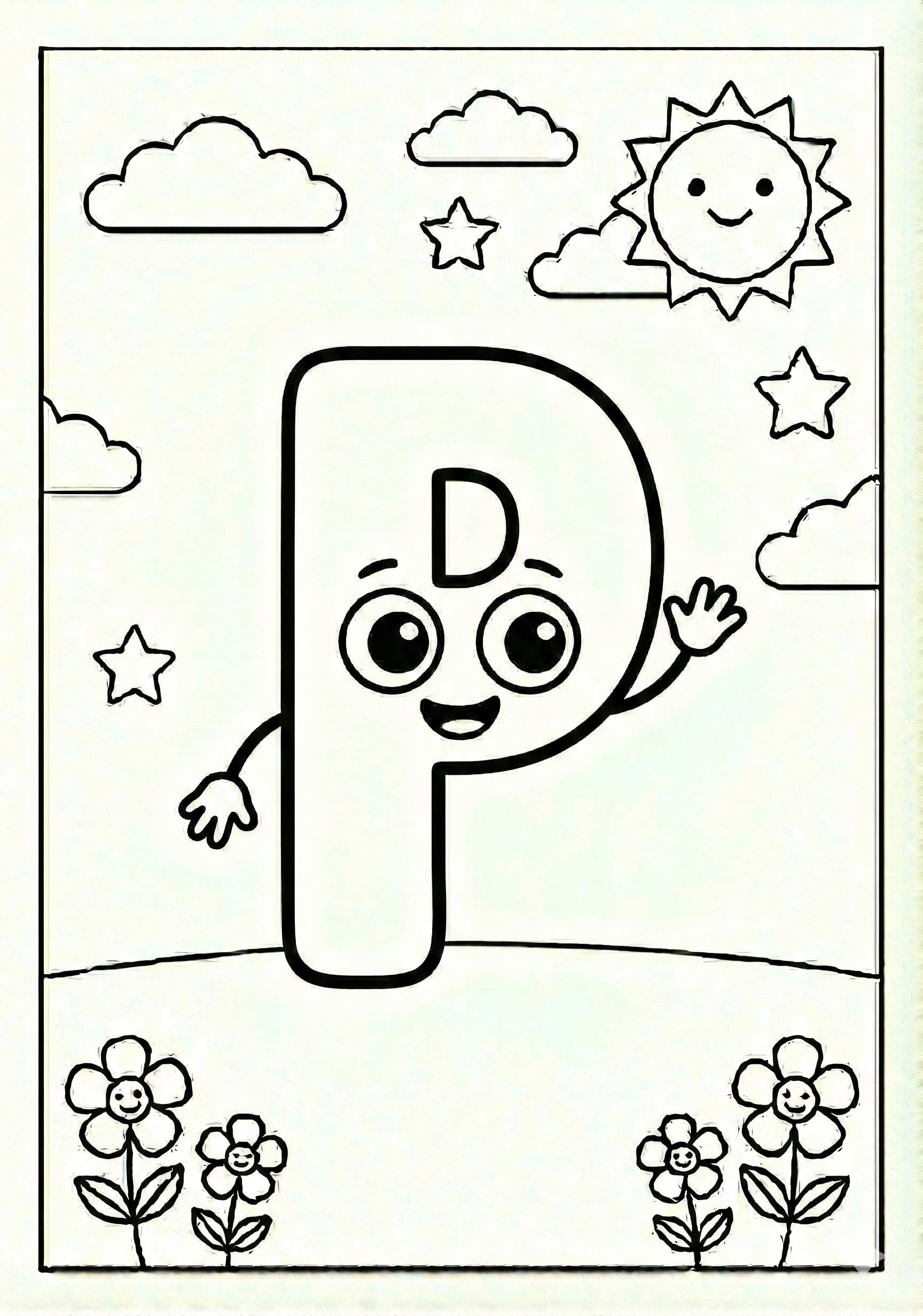 Letter P to Color - Fun Kids Drawing - Love For Color